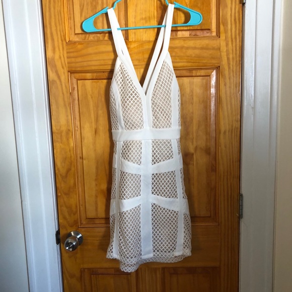 mandee | Dresses | Bogo Nude And White Net Bodycon Dress | Poshmark